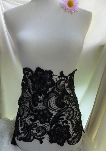Wide Black Lace Trim Elegant Guipure Black Lace Fabric Trim | Etsy