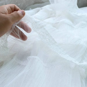 Beige /black Ruffle Fabric, Ruffled Tulle Fabric, Pleated Tulle Lace ...