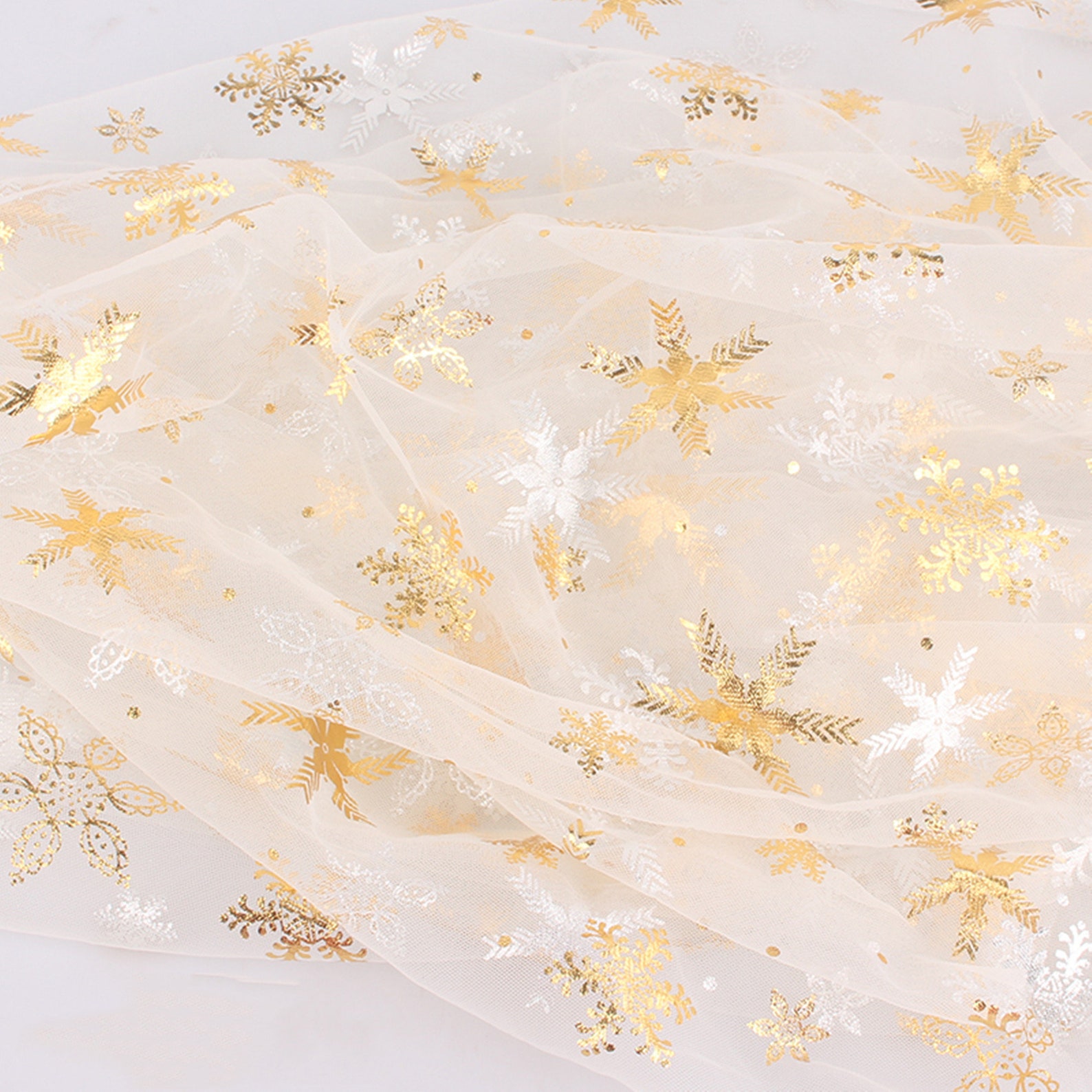 Snowflake Lace Fabric Colorful Snowflake Tulle Fabric Mesh | Etsy