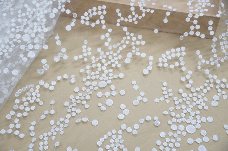 Polka Dot Embroidered Lace Fabric Dotted Tulle Mesh Fabric for - Etsy