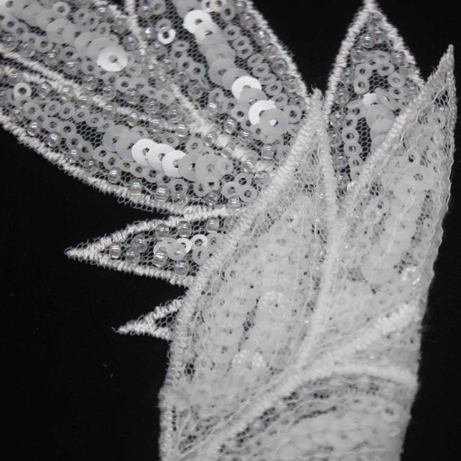 Leaf Lace Applique Leaf Lace Patch Beaded Leaf Patch - Etsy