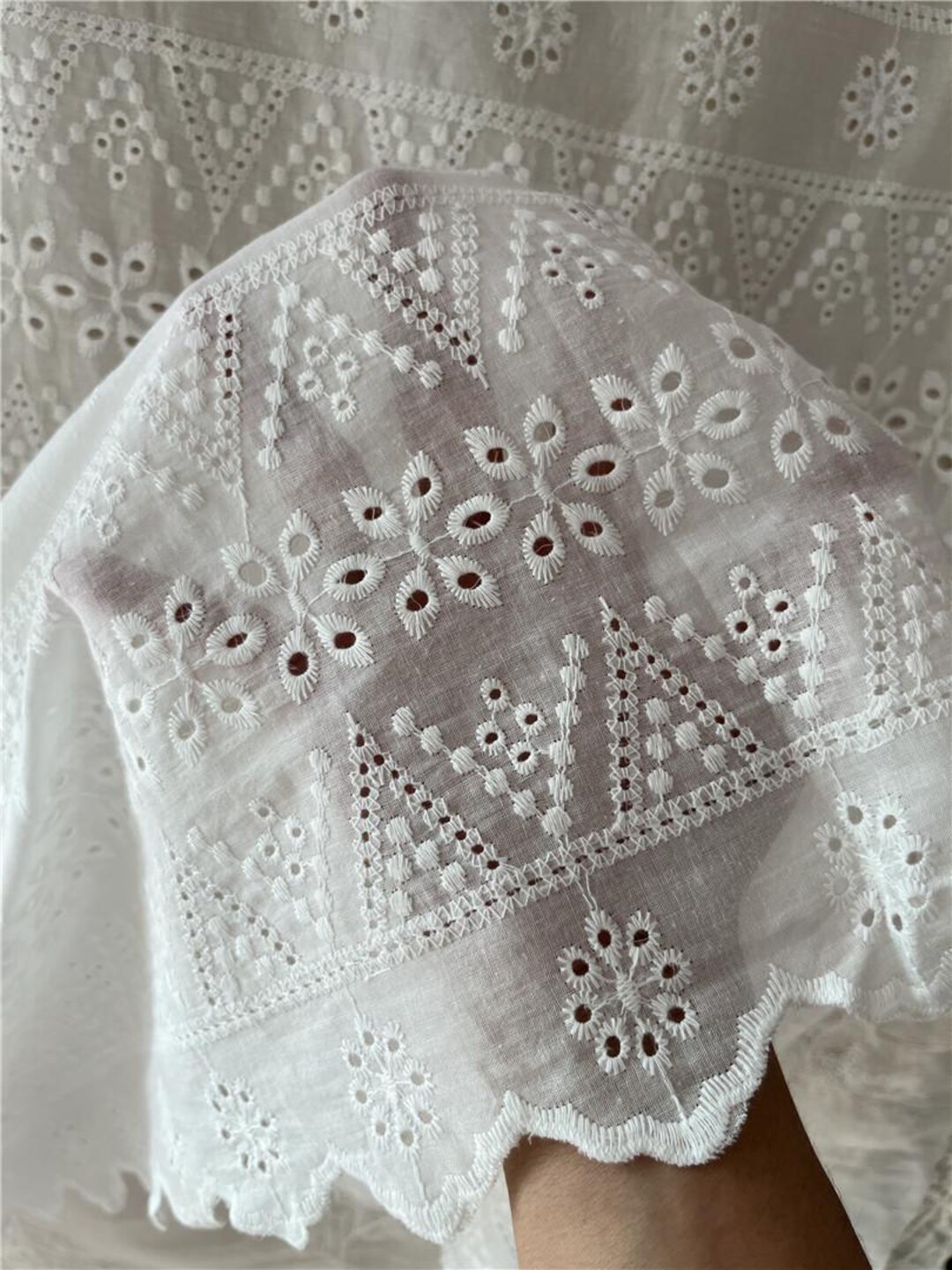 Pretty Cotton Fabric, Flower Embroidery Cotton Lace Fabric for Wedding ...
