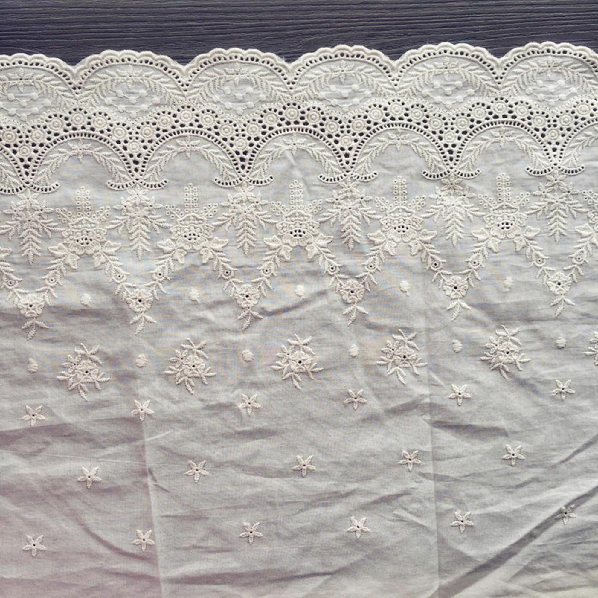 Super Wide Pure Cotton Lace Trim With Eyelet Edge Floral | Etsy