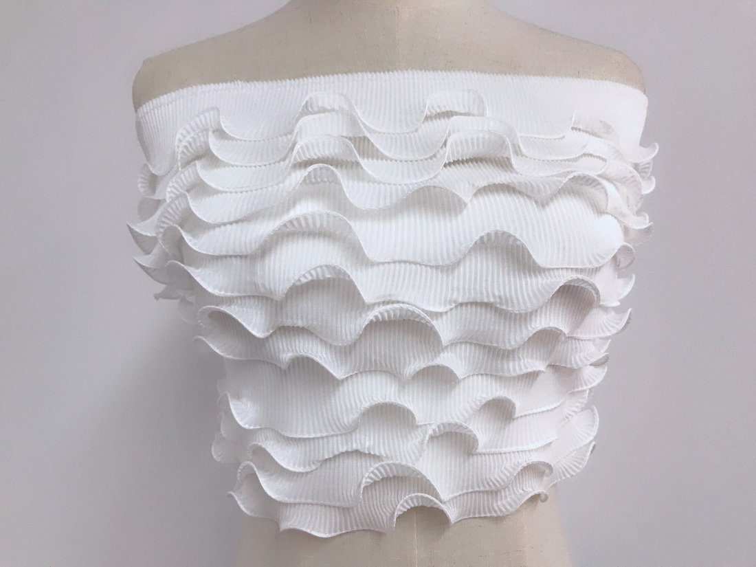 Off White Elastic Chiffon Ruffled Lace Trim Pleated Edging | Etsy