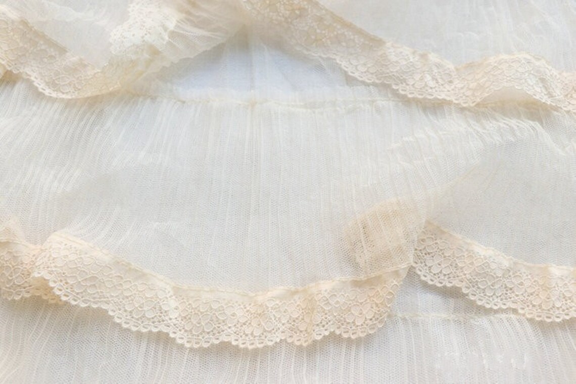 Beige /Black Ruffle Fabric ruffled tulle fabric pleated | Etsy