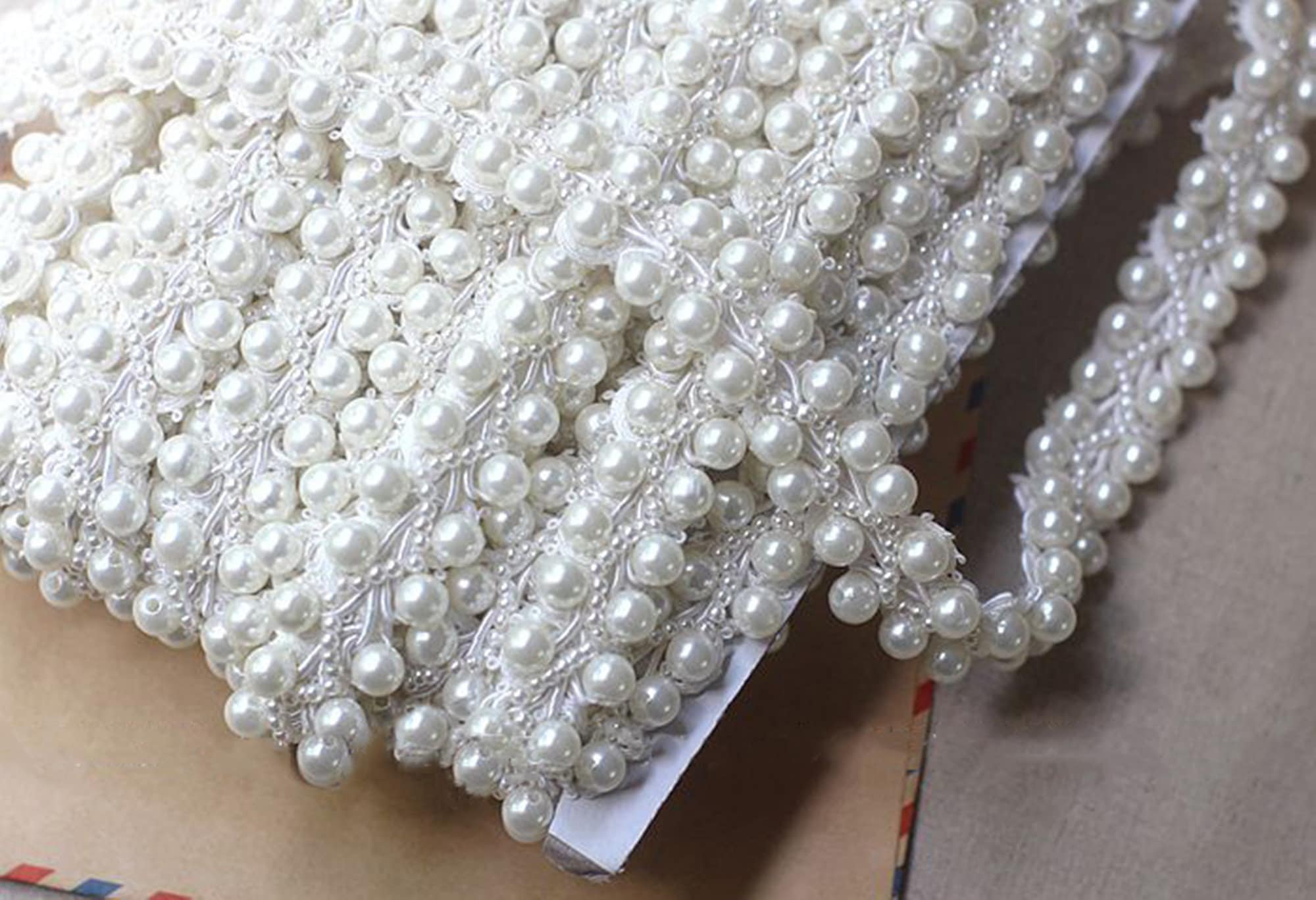 Beaded Lace Trim in Ivory Pearl Beaded Lace Trim Beading | Etsy