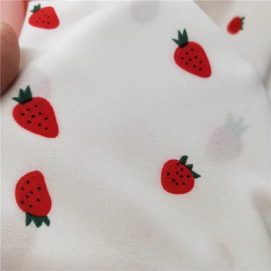 Cute Strawberry Print Lace Fabric for Women Dress, Blouse, Skirts ...