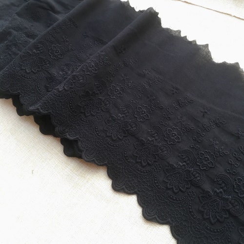 8.66 Wide Black Lace Trim Crochet Floral Embroidery - Etsy