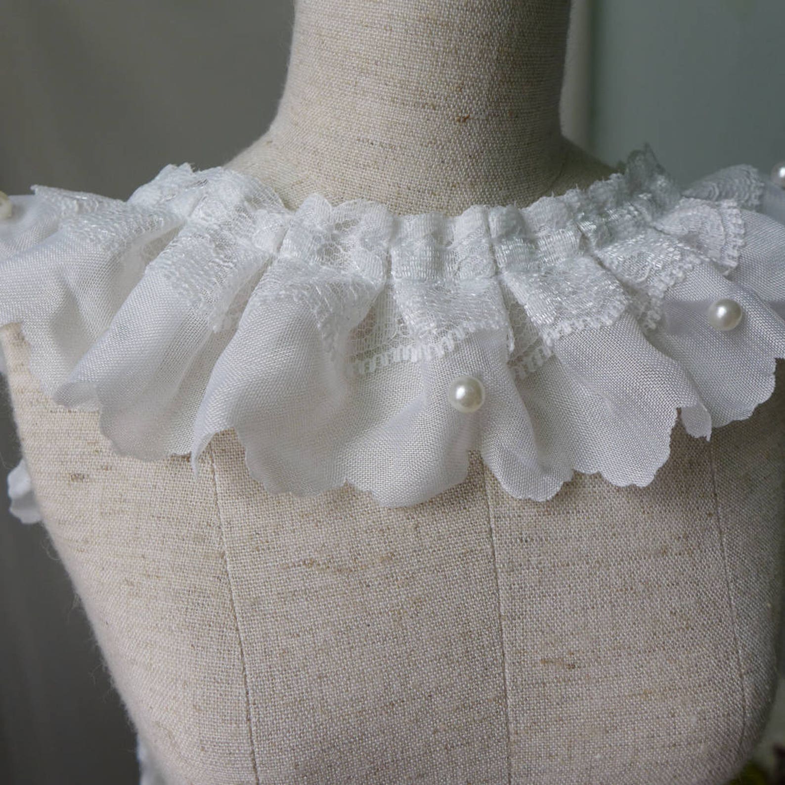 Off White Pleated Lace Trim Ruffle Lace Trim Beaded Pearl - Etsy