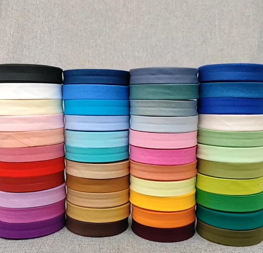 0.59"/1.5 Cm Wide Folded Bias Binding, Cotton Bias Tape Overlock Strip ...