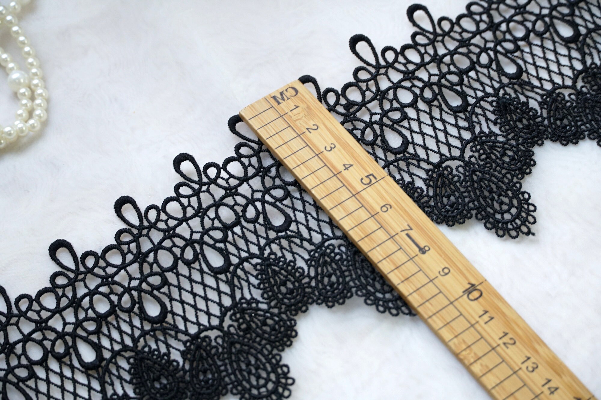 Venice Lace Trim, Circle Lace Trim, Black Guipure Lace Trimming for ...