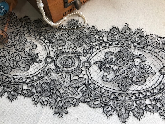 Vintage Black Lace Trim Eyelash Lace Trim Gothic Style Lace Trim Guipure Lace Trim for Dress Costume Design Etsy