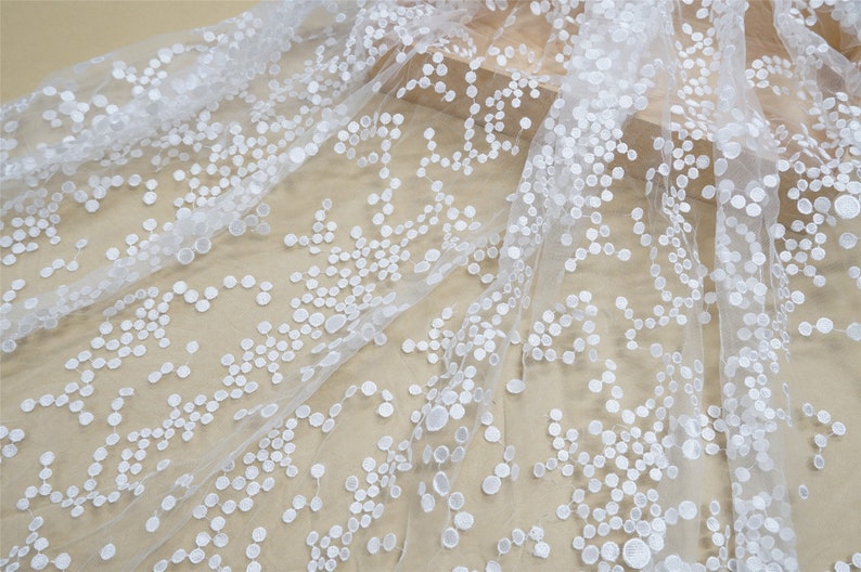 Polka Dot Embroidered Lace Fabric Dotted Tulle Mesh Fabric for Girl ...