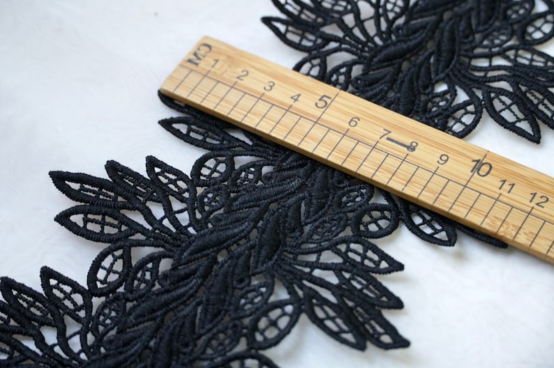 Venice Lace Trim, Circle Lace Trim, Black Guipure Lace Trimming for ...