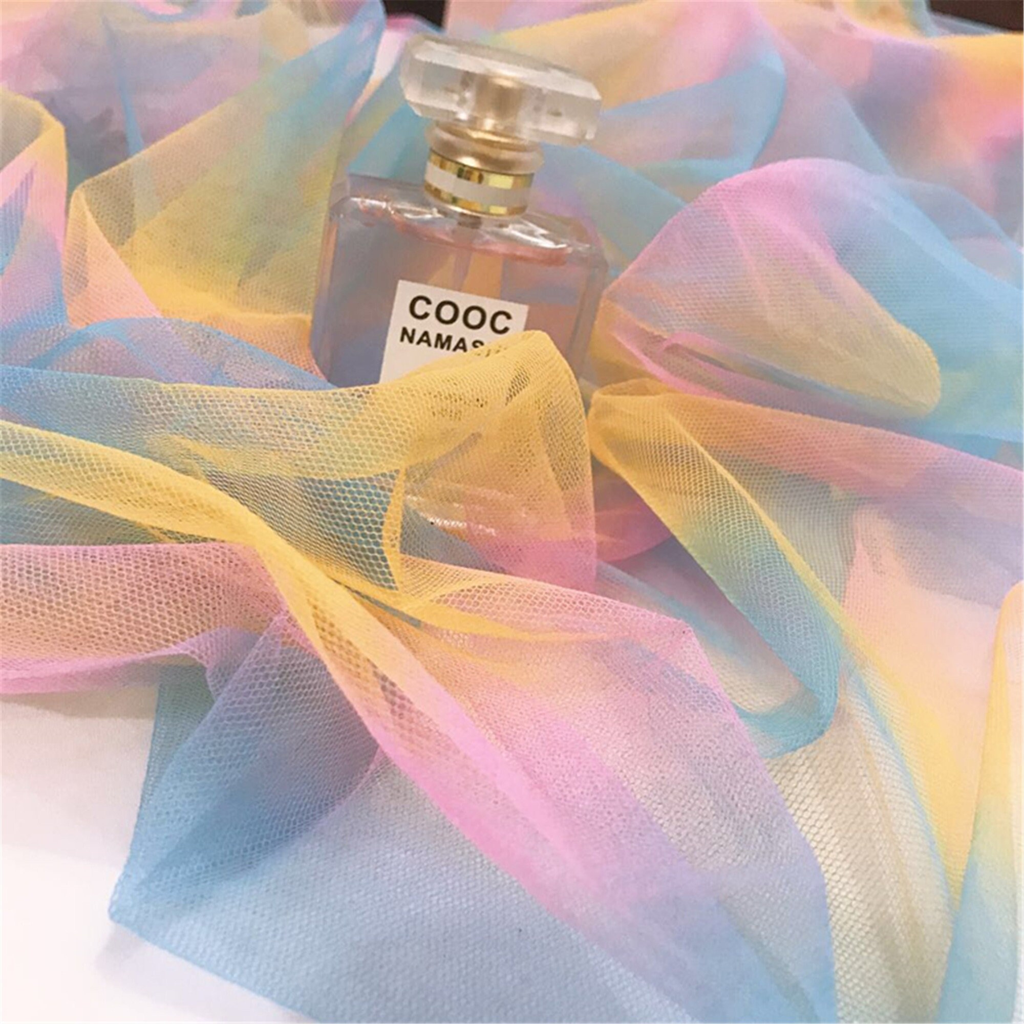 Dream Rainbow Tulle Fabric, Tulle Mesh Lace Fabric With Gradient Colors ...