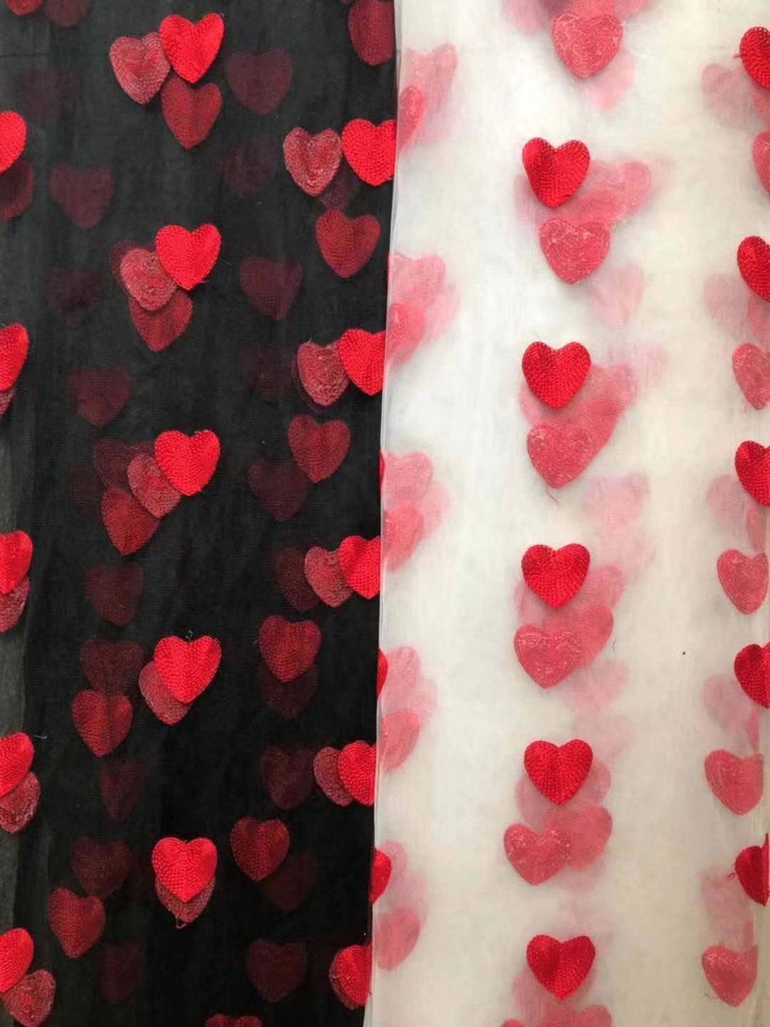 Red Heart Lace Fabric Love Heart Embroidered Mesh Lace | Etsy