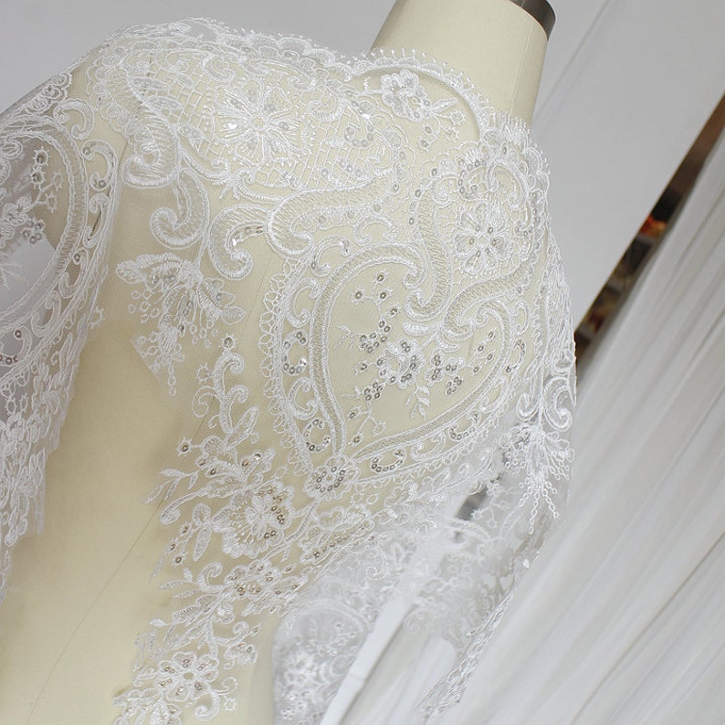 Retro Sequined Embroidery Eyelash Lace in off White for Bridal | Etsy