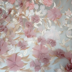 Exquisite 3D Floral Lace Fabric, Blossom 3D Flowers Embroidered Tulle ...
