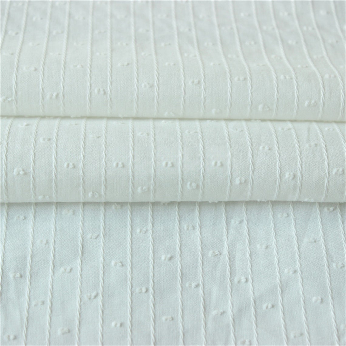 Pure Cotton Fabric, Stripe Embroidery Polka Dot Jacquard Cotton Lace ...