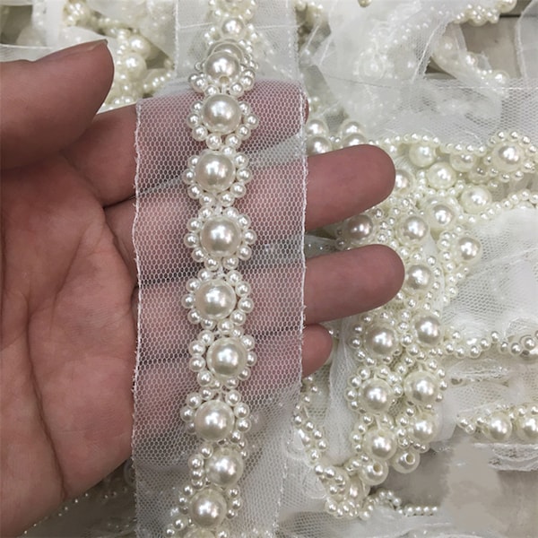 Bridal Lace Trim With Pearls - Etsy