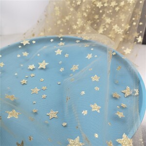 Glitter Star Tulle Fabric, Gold Star Lace Fabric, Sparkling Star Tulle ...