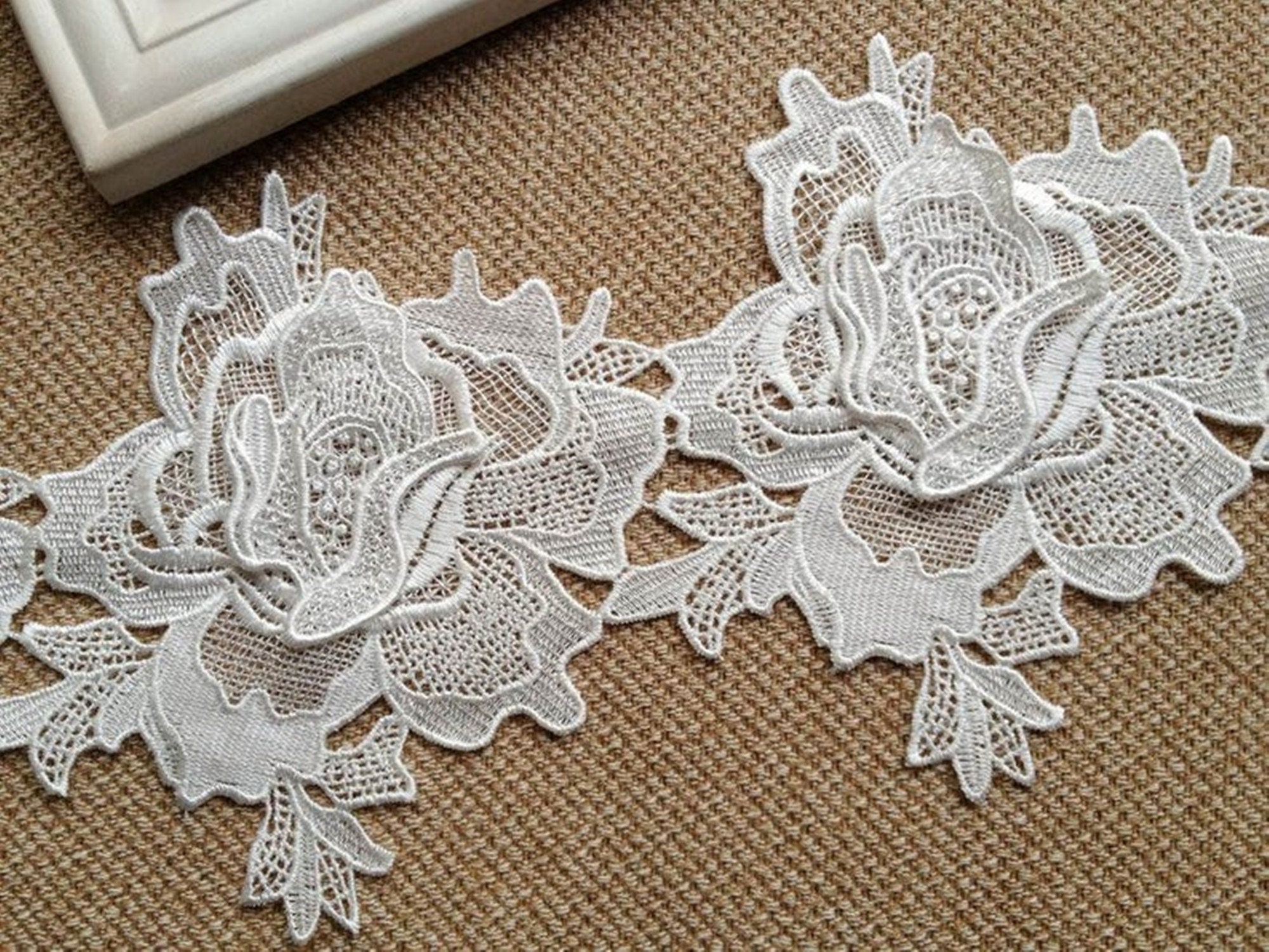 Black Lace Trim Venice Black Rose Lace Trim Black Roses | Etsy