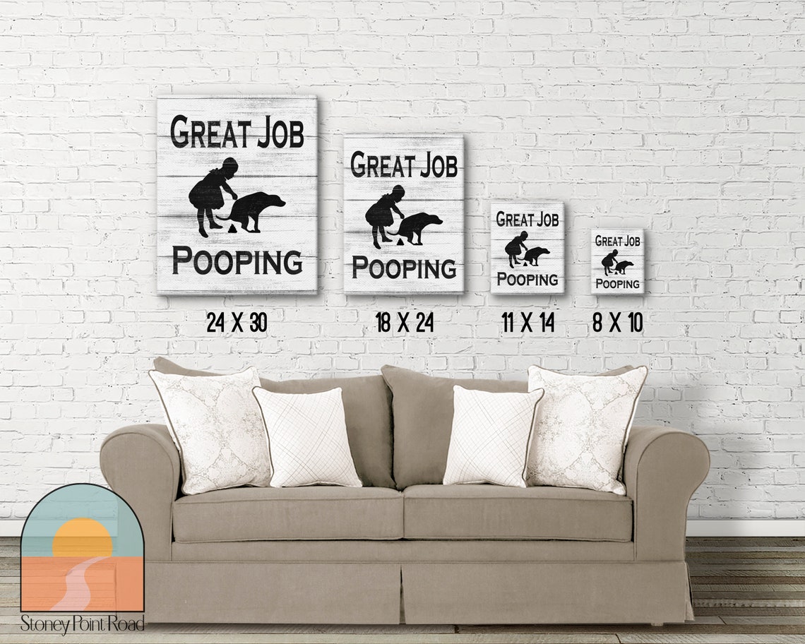 Bathroom Wall Decor | Canvas Gallery Wrap | Great Job Pooping | Dog ...