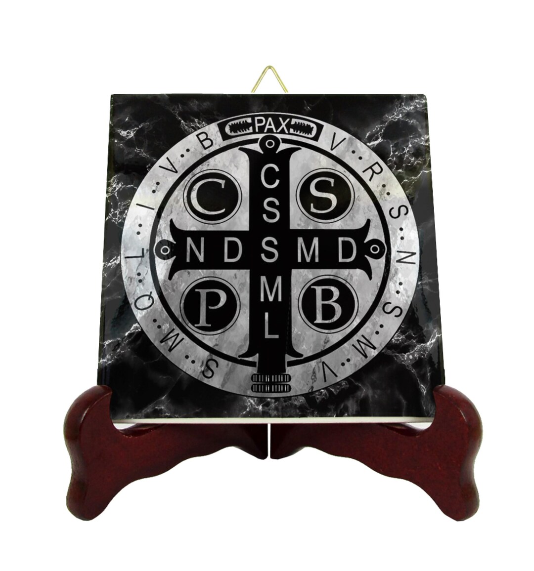 St Benedict Medal Tile: Catholic Protection Icon, Religious Gift - Etsy