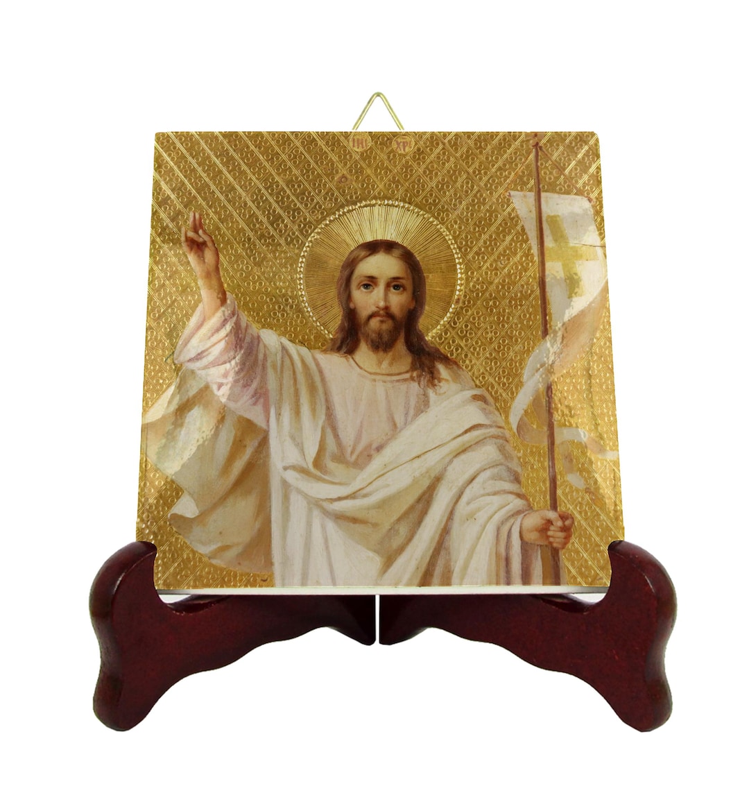 Risen Christ Icon on Ceramic Tile - Handmade Religious Gift - Etsy