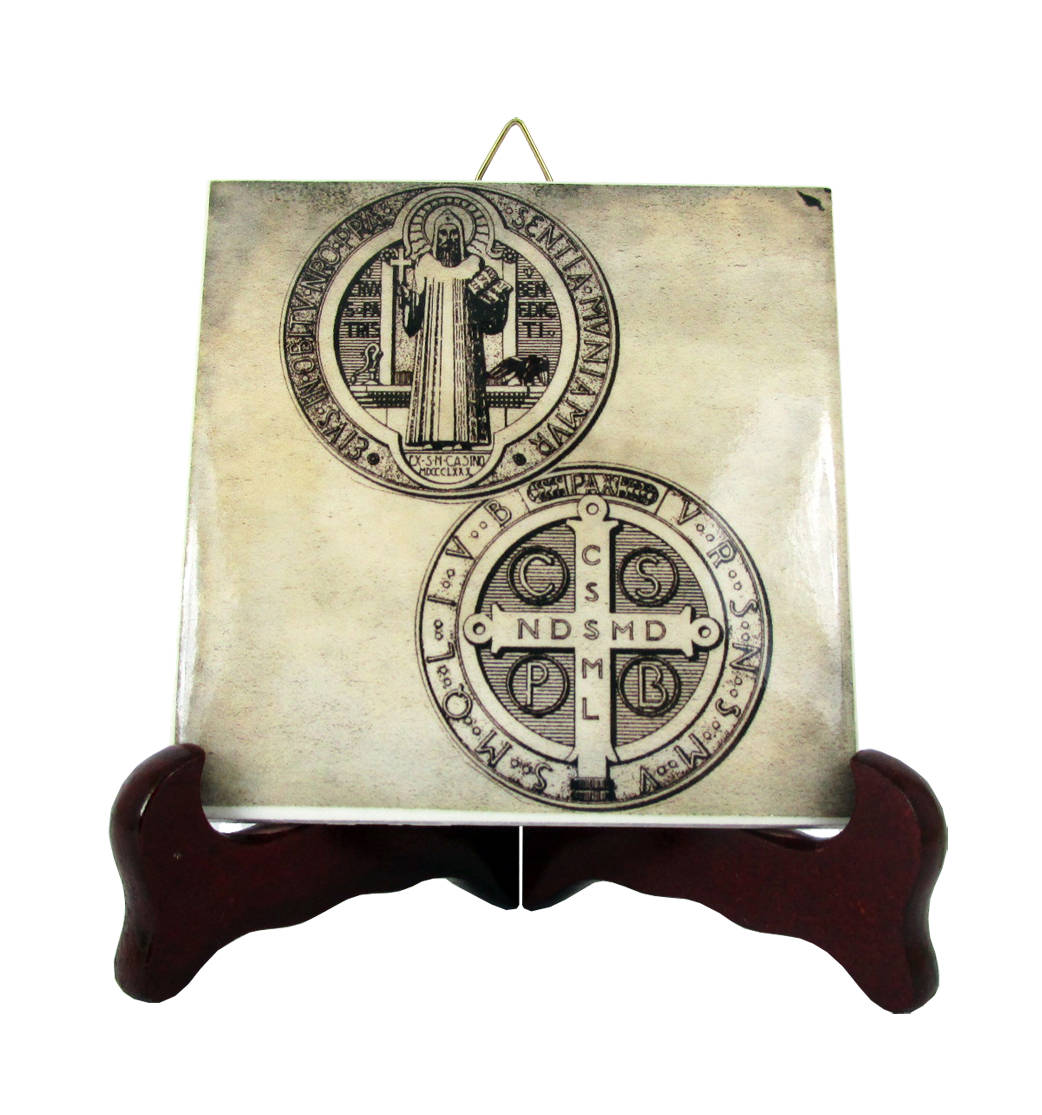 Catholic gifts Saint Benedict medal ceramic tile Christian | Etsy