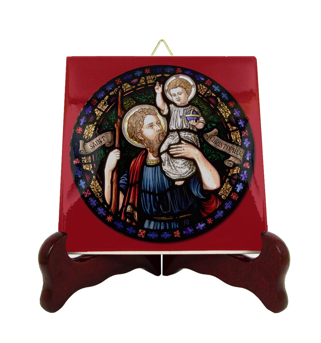 St Christopher Religious Icon: Handmade Catholic Saint Tile Art - Etsy