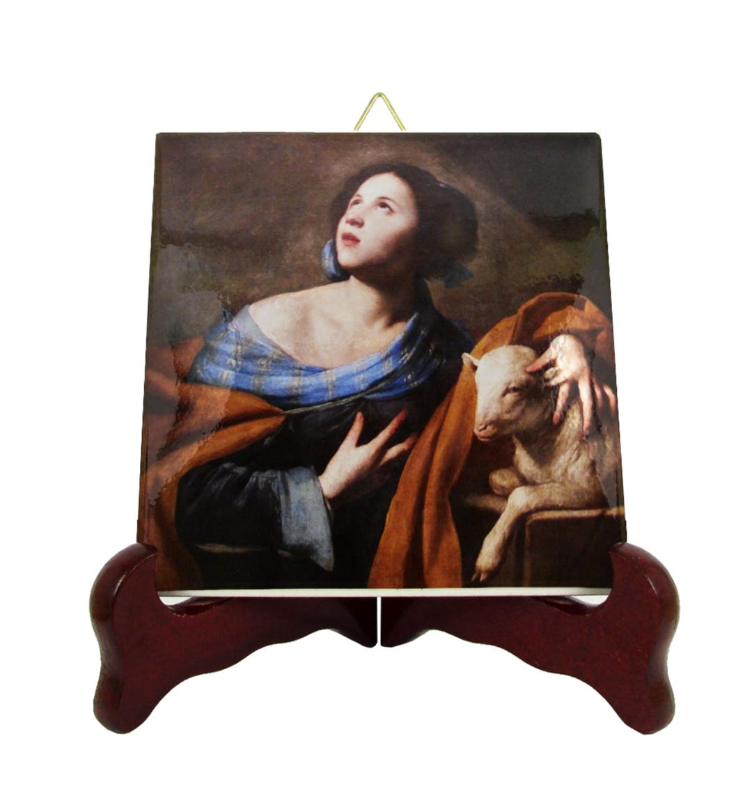 Saint Agnes of Rome Icon: Catholic Art on Ceramic Tile - Etsy