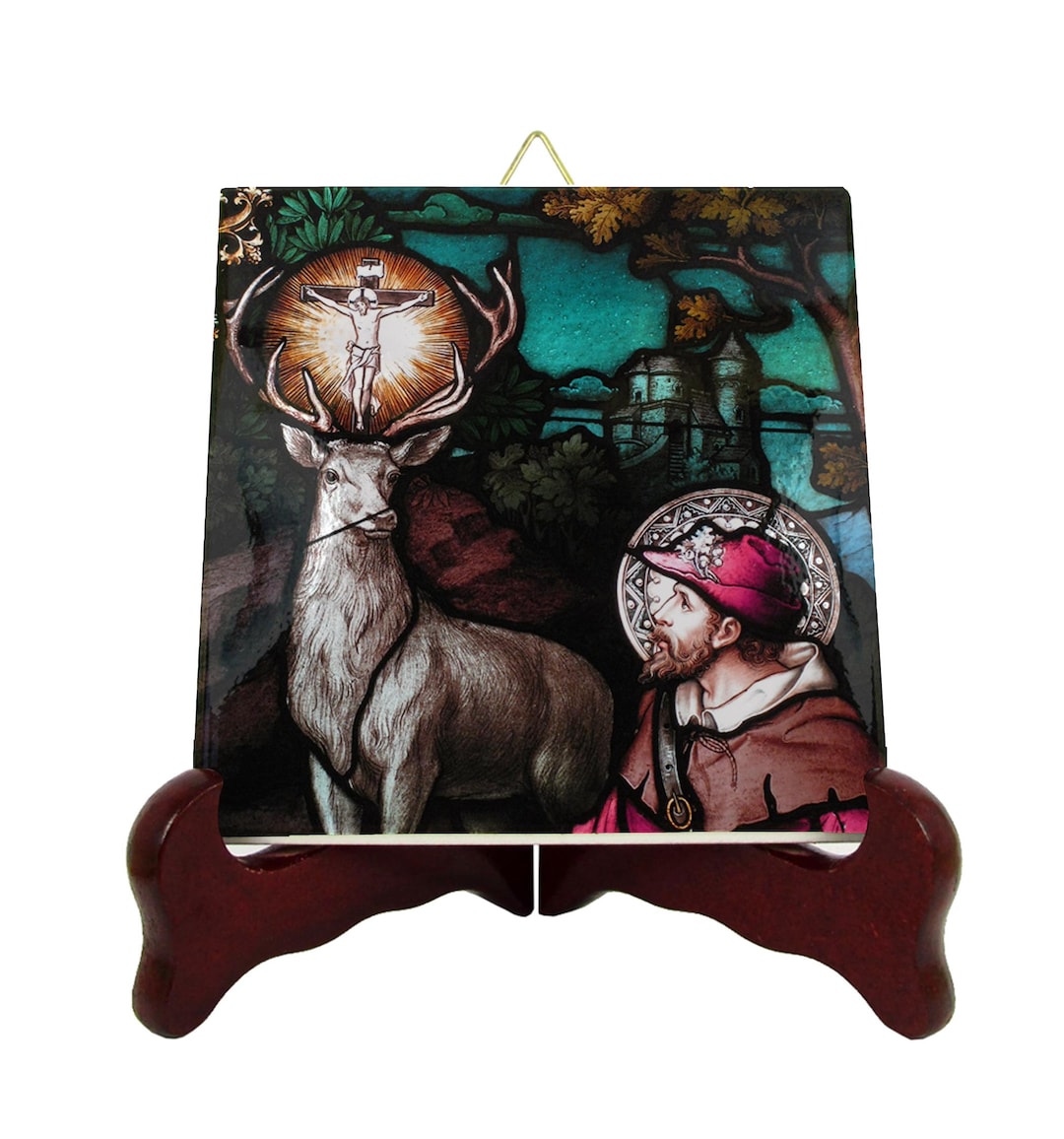 Saint Hubertus Icon: Catholic Ceramic Tile Art, Gift for Hunters - Etsy