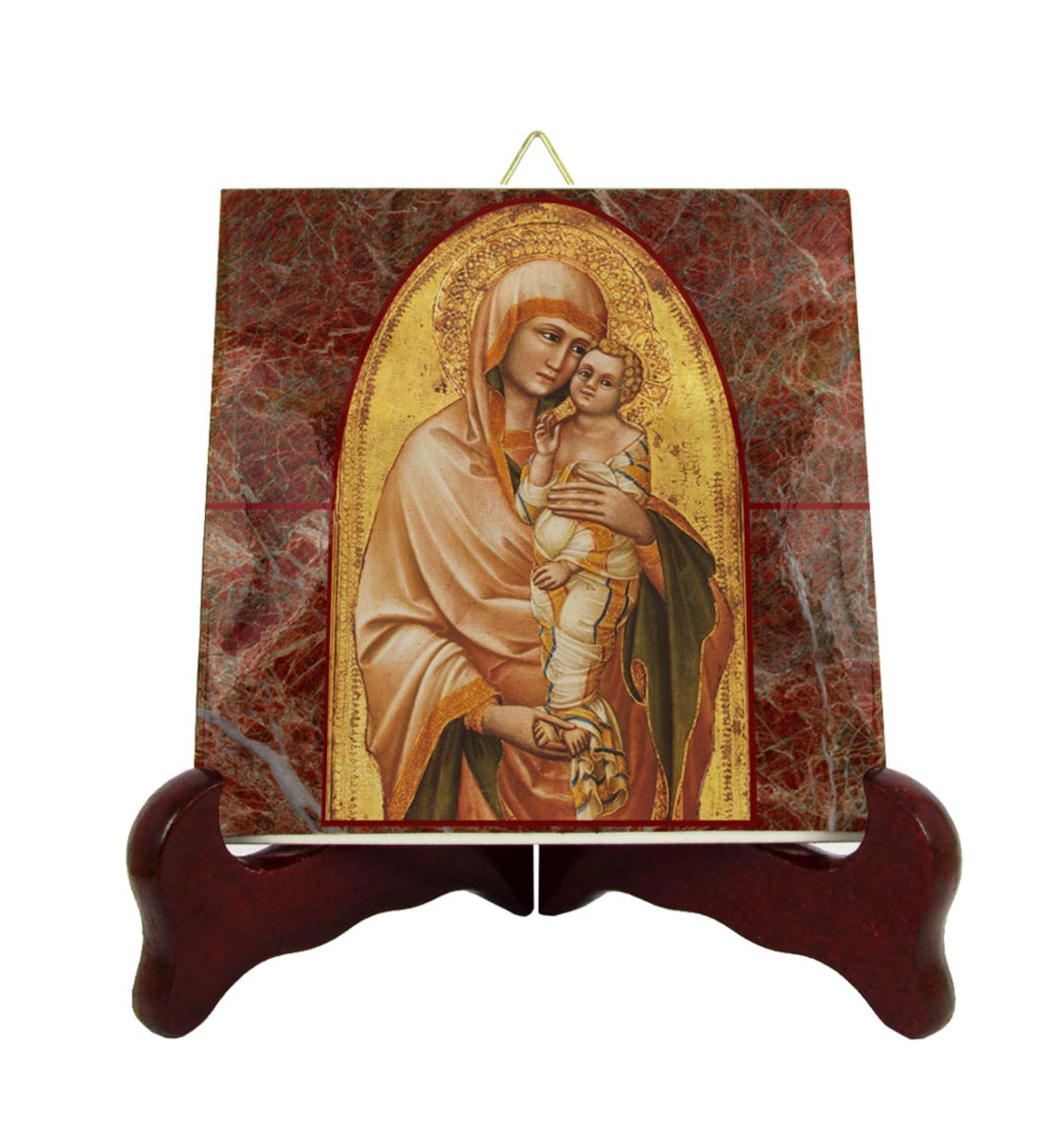 Religious Gift: Handcrafted Ceramic Icon of the Virgin Mary and Baby ...