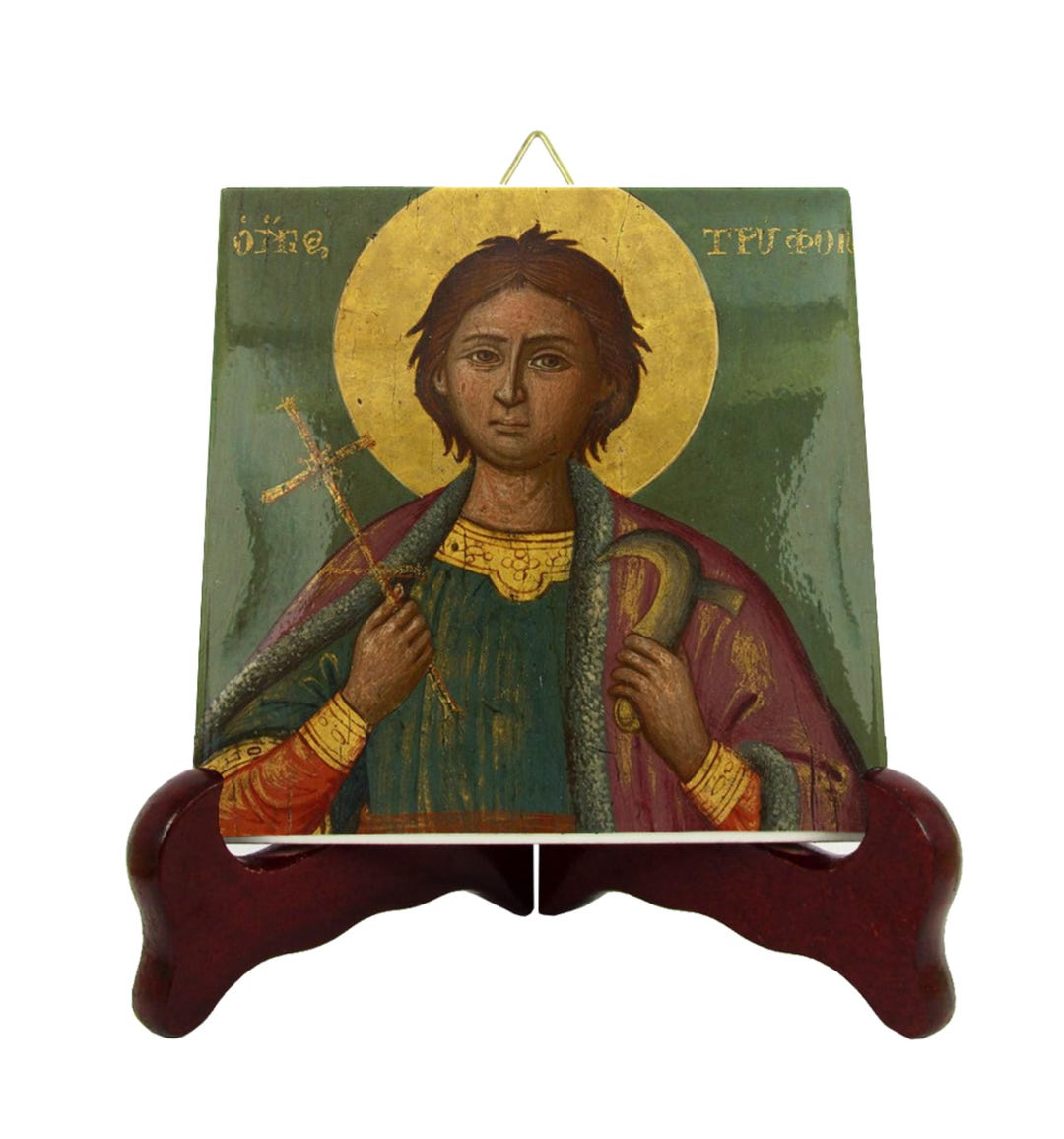Saint Tryphon Icon: Handmade Catholic Saints Art on Ceramic Tile - Etsy