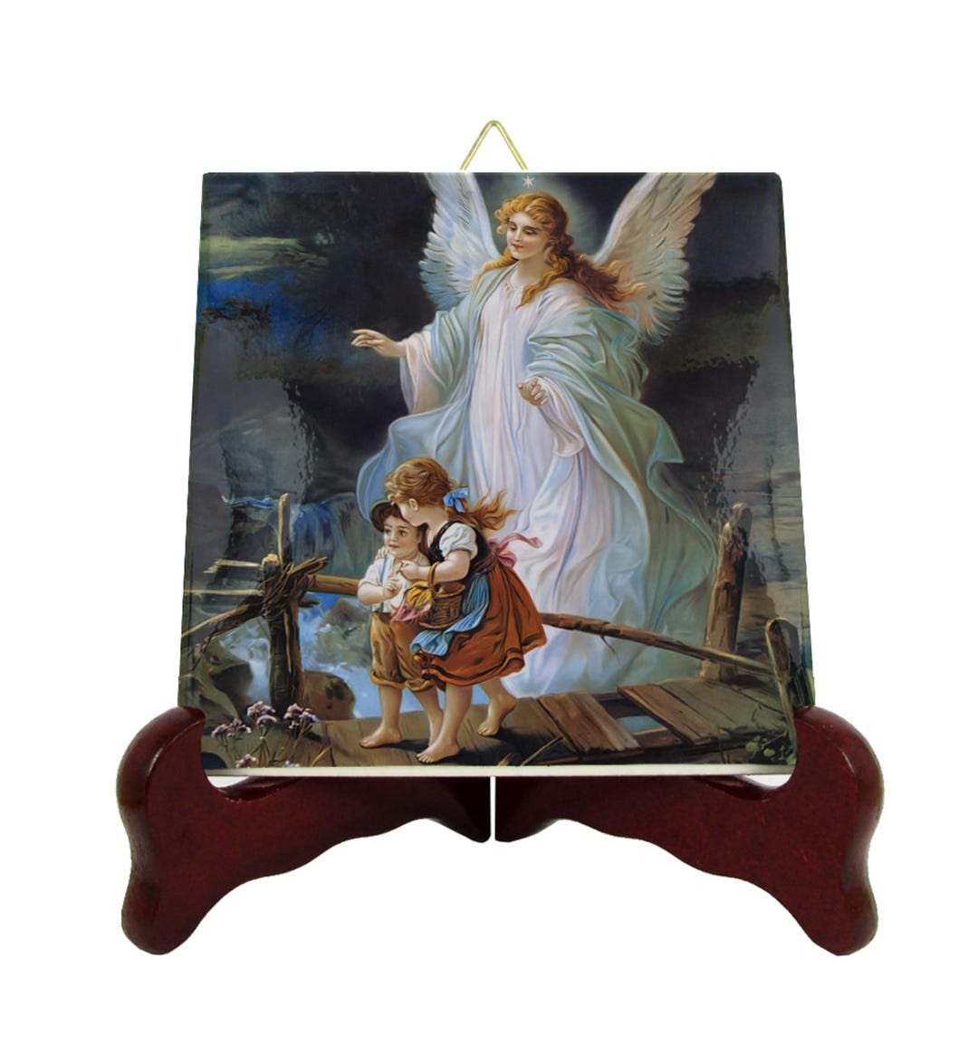 Guardian Angel Ceramic Tile: Italian Catholic Art, Hand-crafted Design ...
