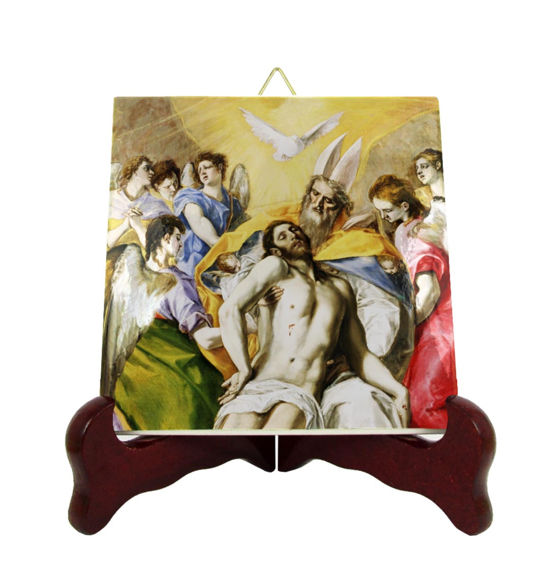 Handmade Holy Trinity Icon Tile: El Greco Christian Art - Etsy