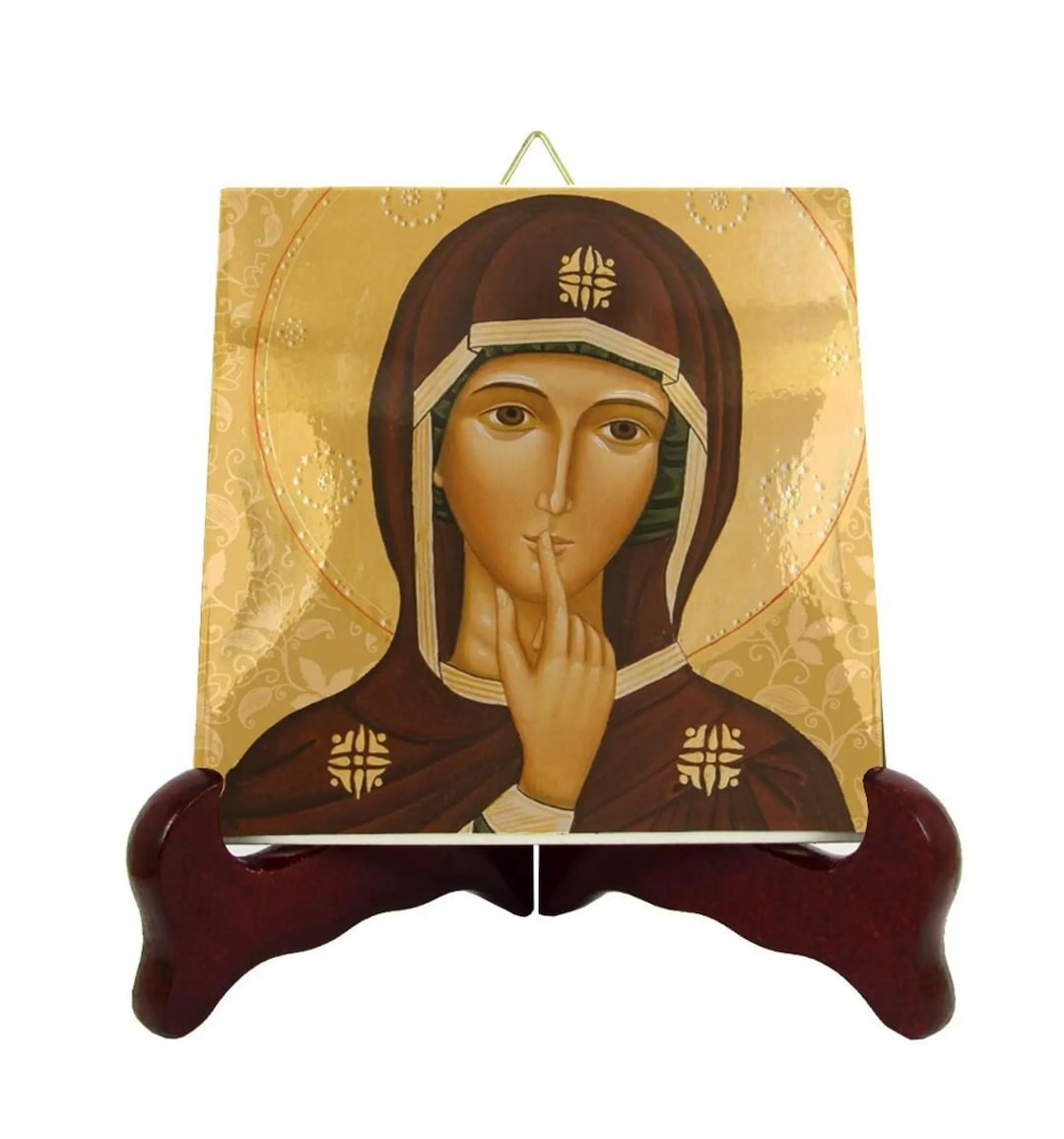Our Lady of Silence Tile: Catholic Virgin Mary Icon, Handmade in Italy ...