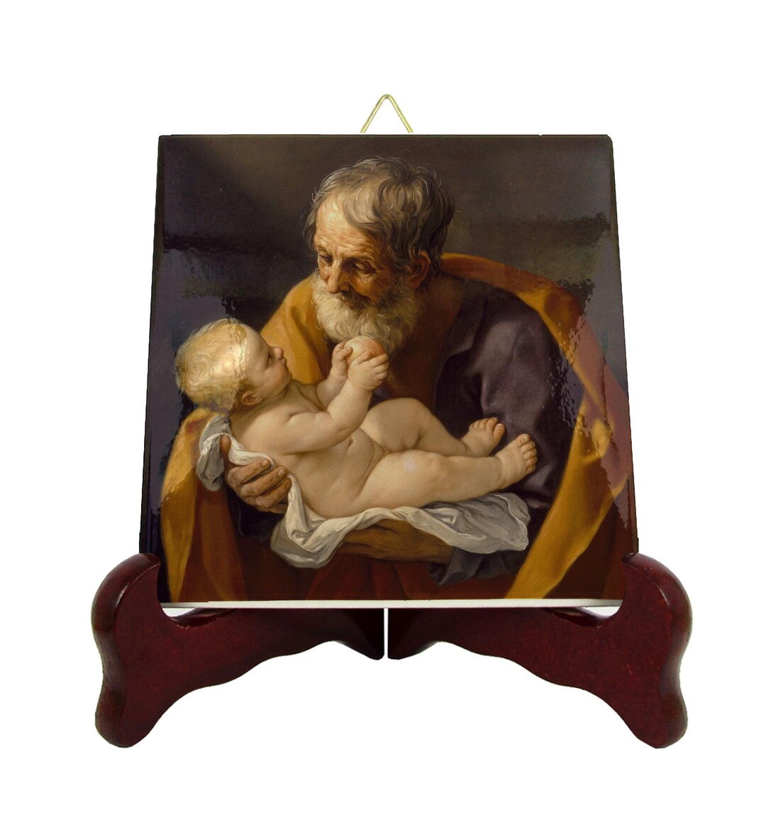 Saint Joseph and Christ Child Tile: Guido Reni Inspired Art - Etsy