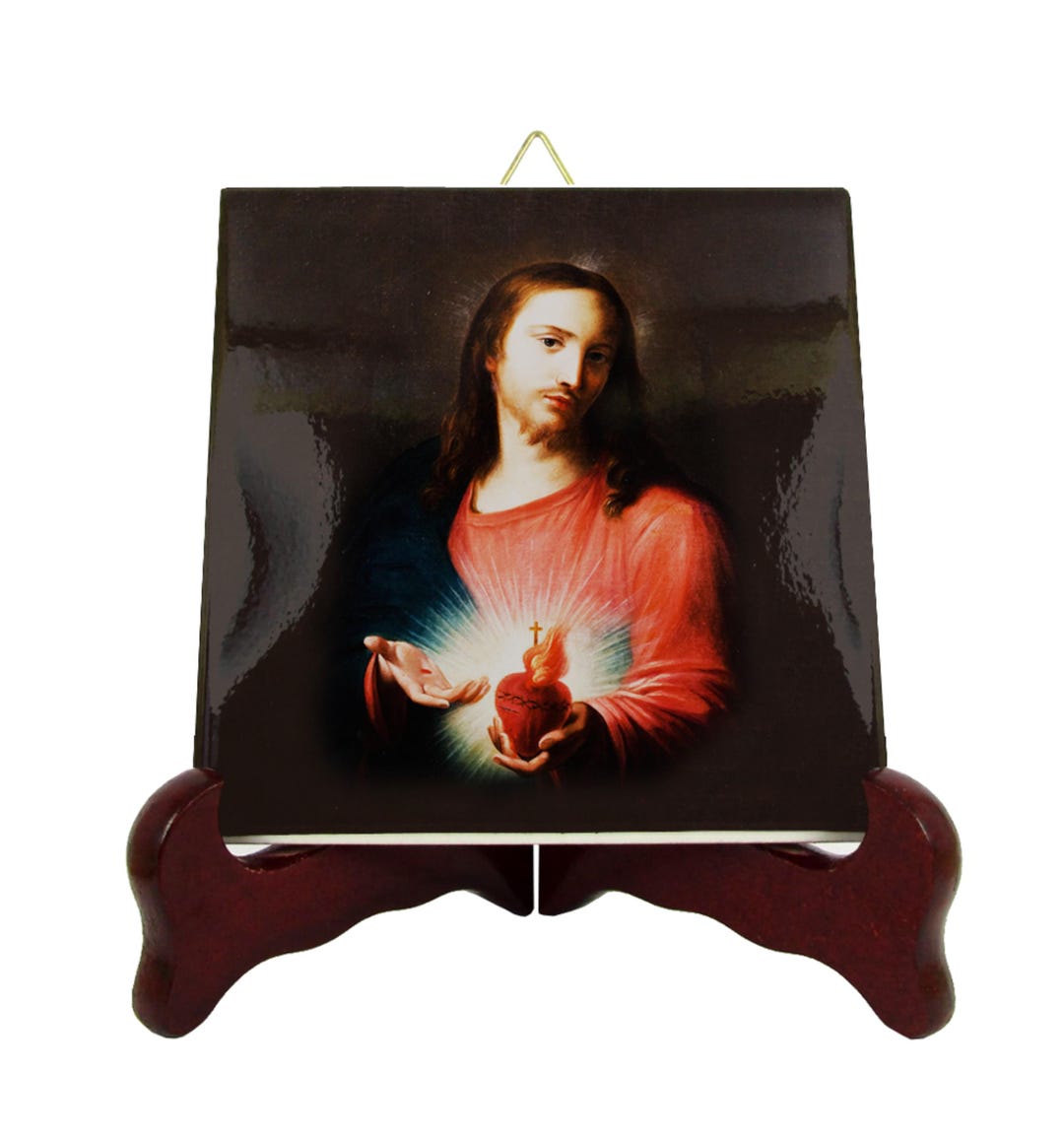 Sacred Heart of Jesus Ceramic Tile: Catholic Home Decor, Religious Gift ...