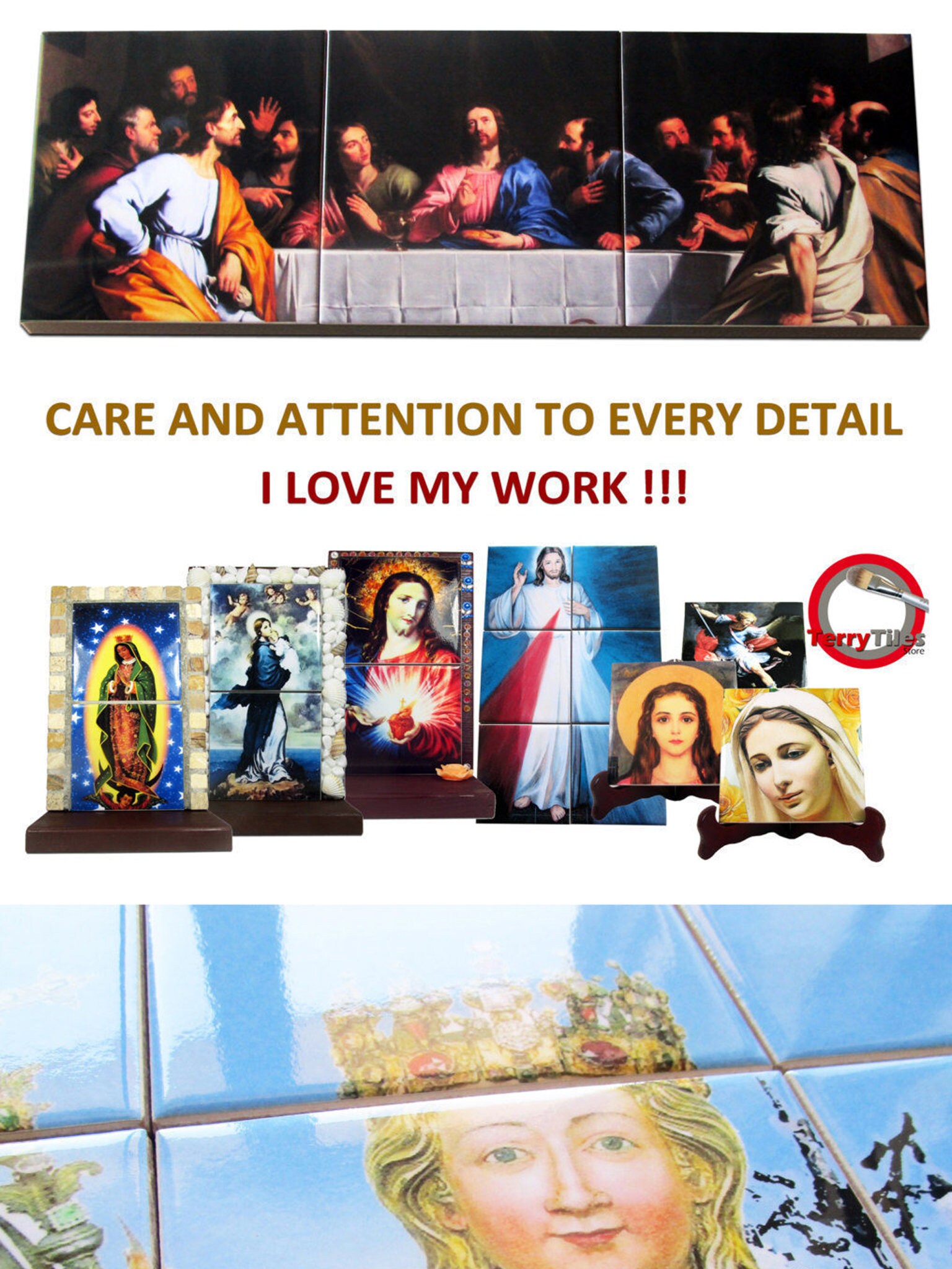 The Blessed Virgin Mary religious tile mural religious | Etsy