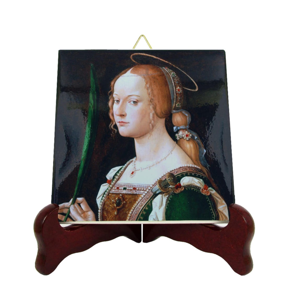 Saint Justina of Padua Ceramic Tile Icon - Handmade Catholic Gift - Etsy