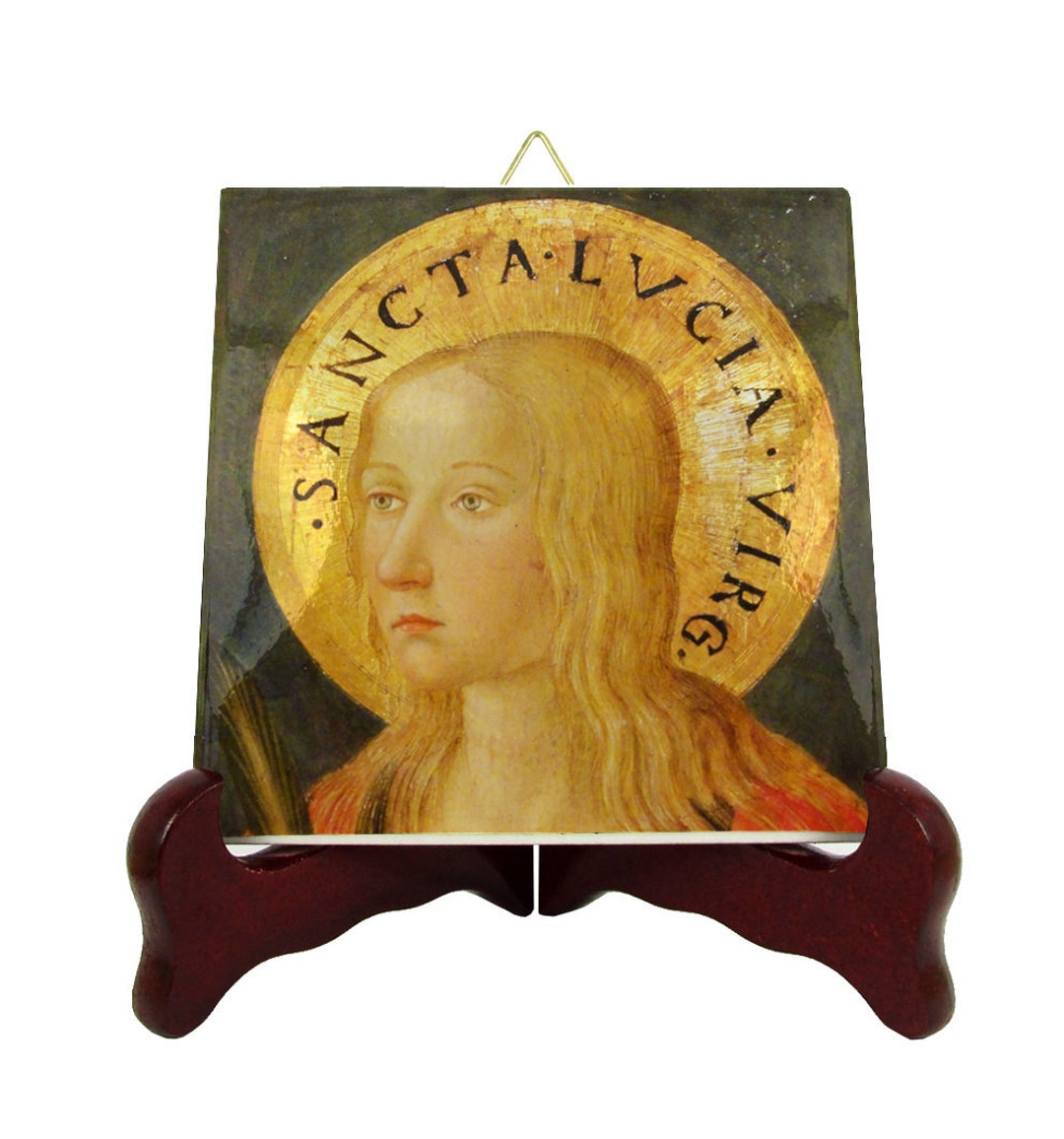 St Lucy Icon on Tile - Catholic Saints Serie - Saint Lucy - Saints Art ...