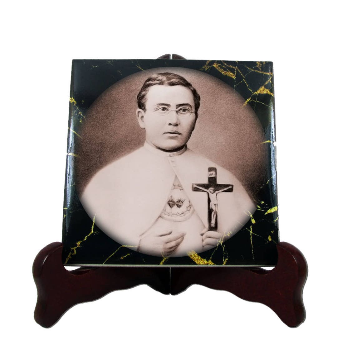 Catholic Saints Serie - Saint Damien of Molokai - Handmade Ceramic Tile ...