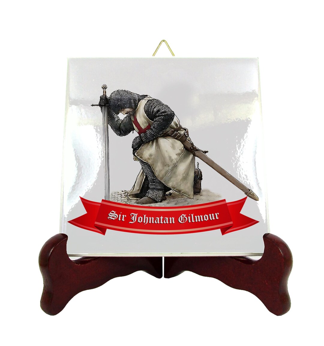 Knights Templar Artisanal Ceramic Tile, Personalized Name Home Decor ...