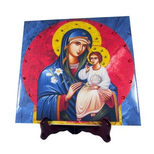 Christian Icon Our Lady Unfading Flower Religious Icon on Tile Virgin ...