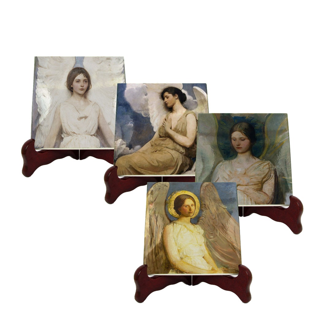 Angels Coasters Set of Four Tile Coasters Spiritual Coasters Handmade ...