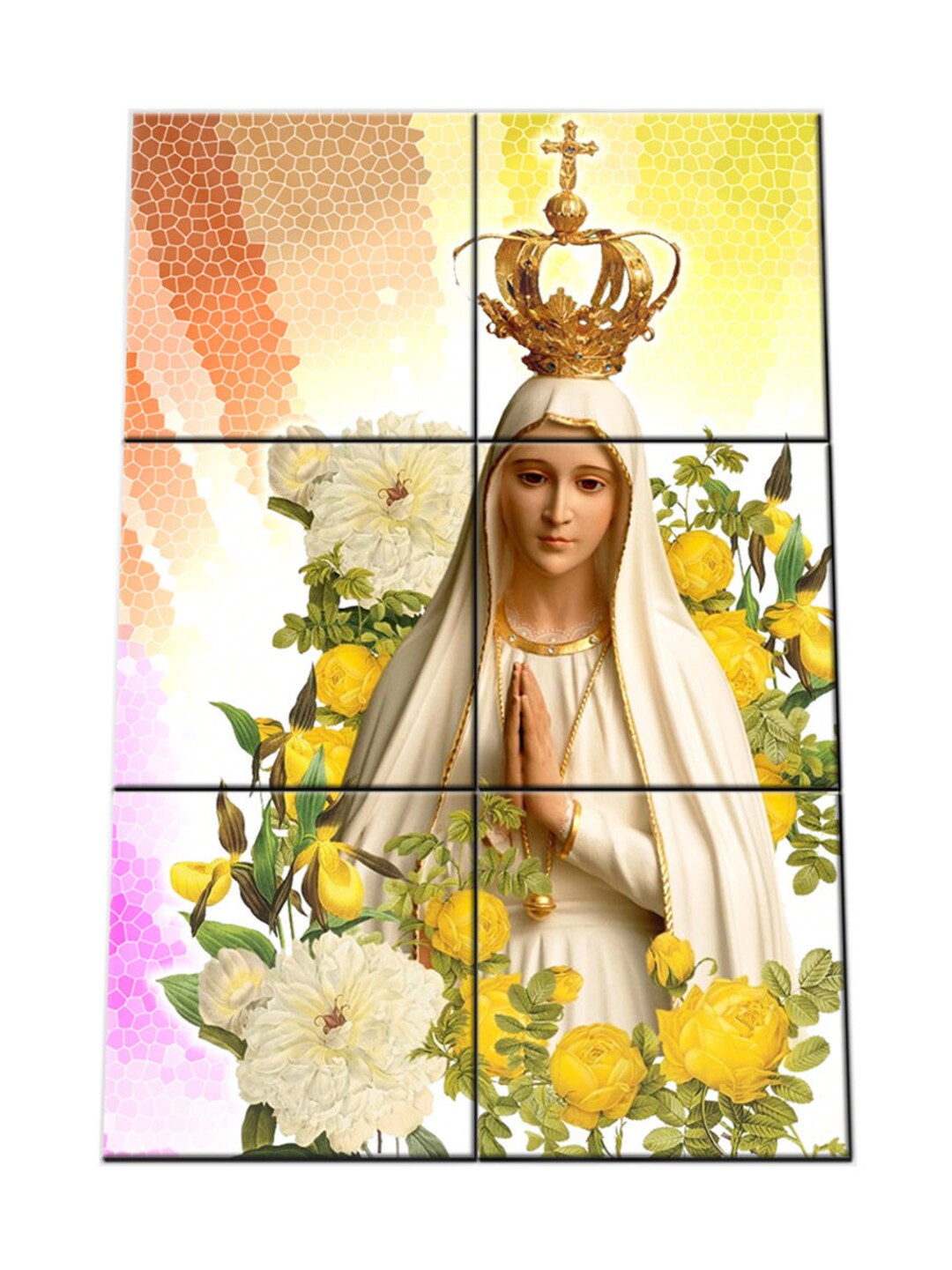 Christian Wall Art Our Lady of Fatima Catholic Tile Mural Religious ...
