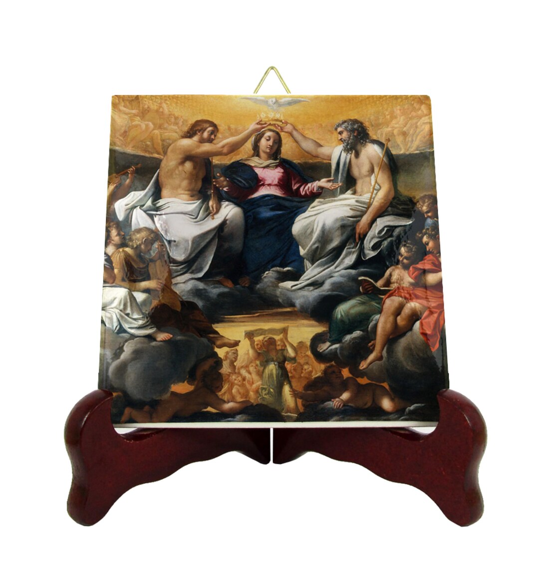 The Coronation of the Virgin Ceramic Tile: Catholic Religious Art - Etsy