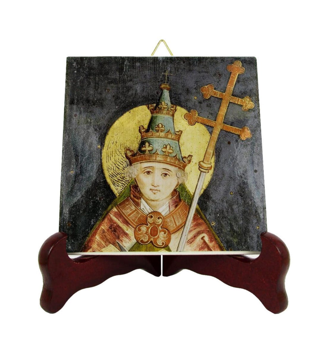 Saint Sylvester I Icon Tile: Handmade Catholic Saints Art - Etsy
